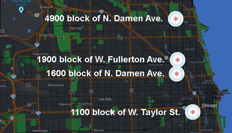 Group licks 4 stores in early morning hours